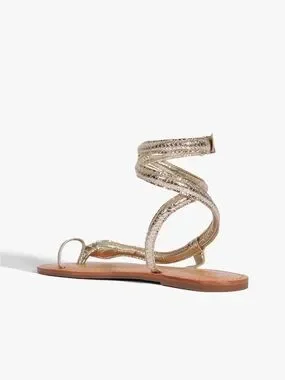 SCHUTZ | Shoes | Schutz Metallic Courtney Leather Gold Wraparound ...
